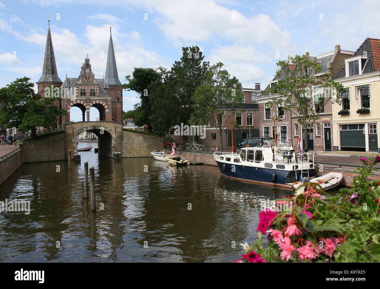 17th century Waterpoort or Water Gate in the Frisian city of Sneek, The ...