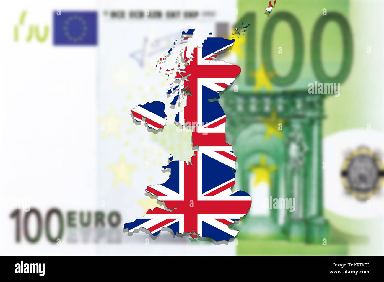 United Kingdom map with flag on Euro money background Stock Photo - Alamy