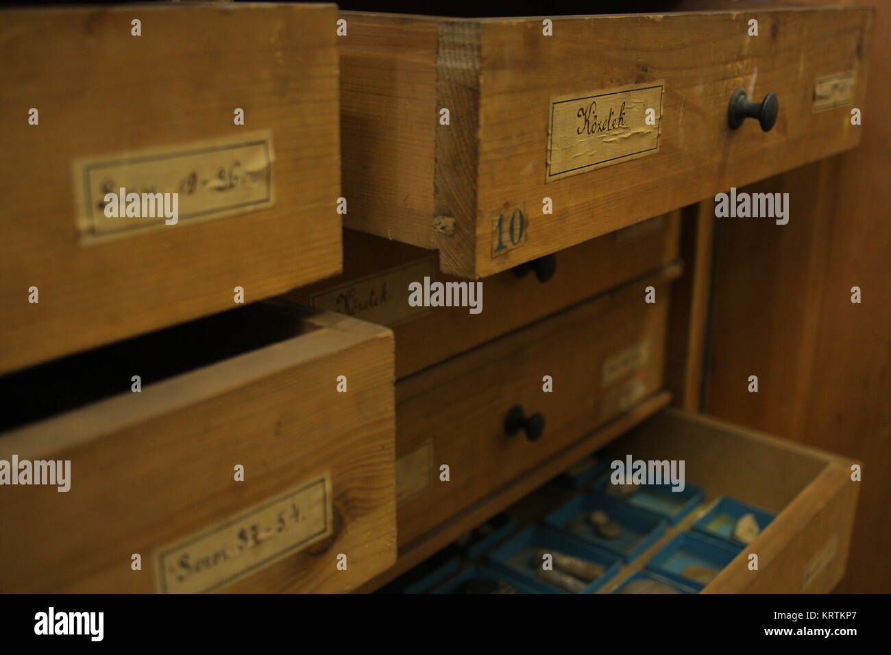 Vintage laboratory drawers Stock Photo - Alamy