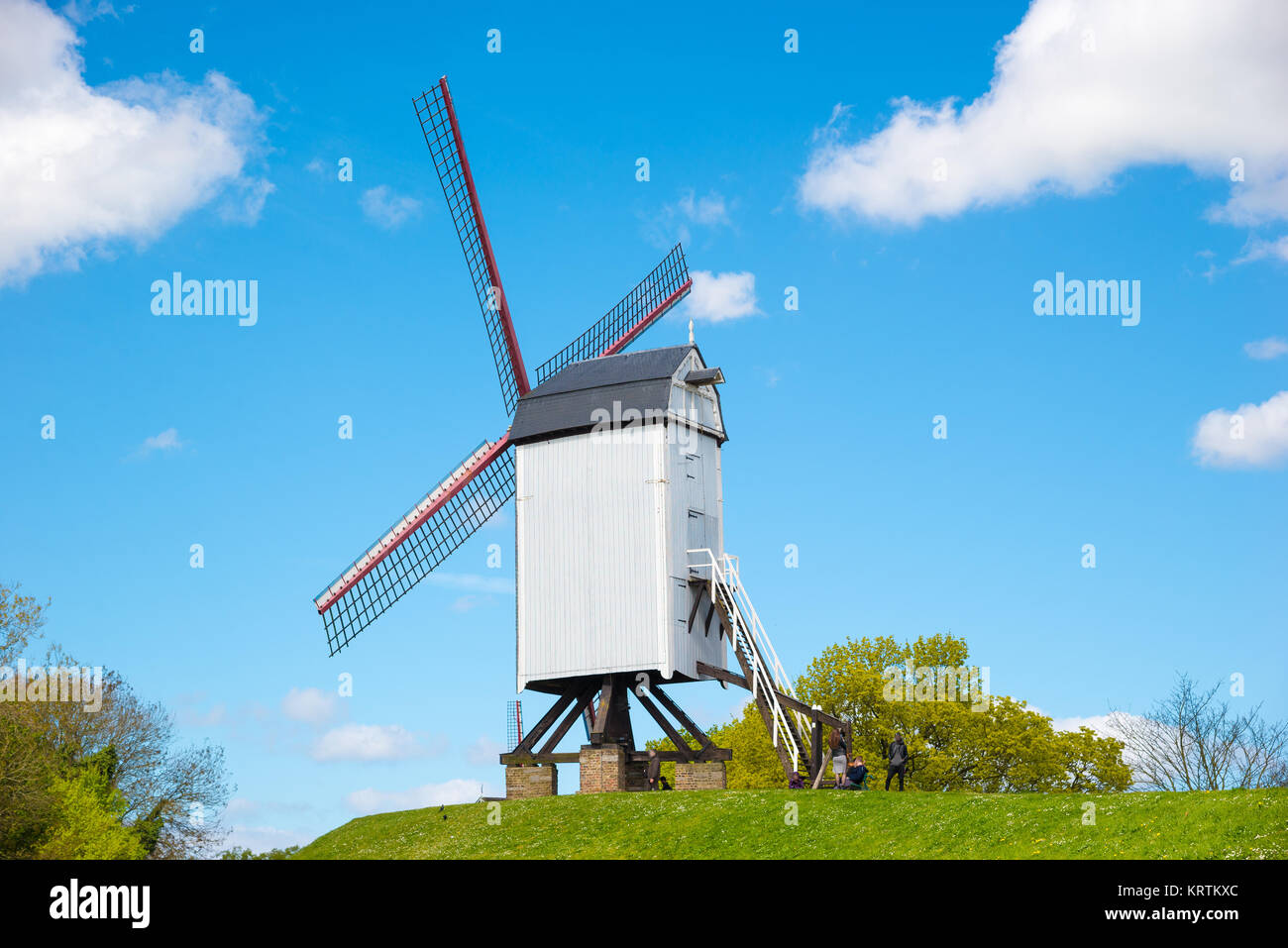 Windmill in Bruges, Northern Europe, Belgium. Historical building ...