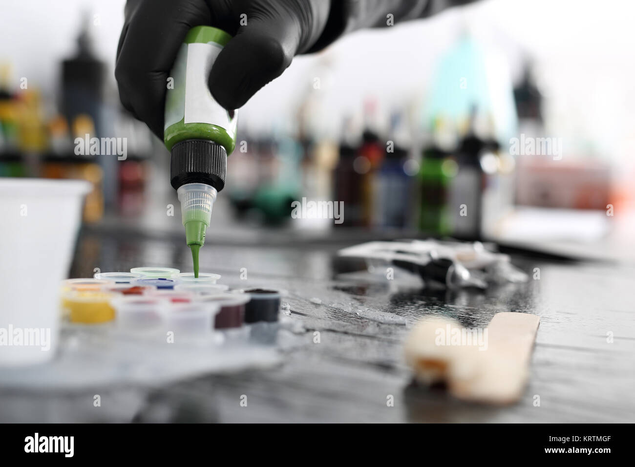 tattoo studio,ink preparation Stock Photo - Alamy