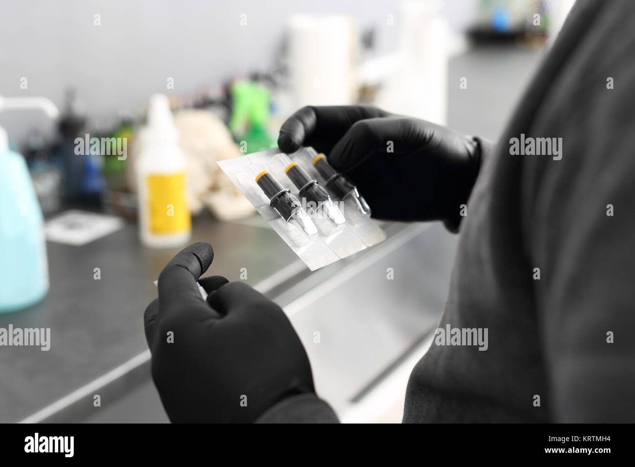 tattoo studio,ink preparation Stock Photo - Alamy