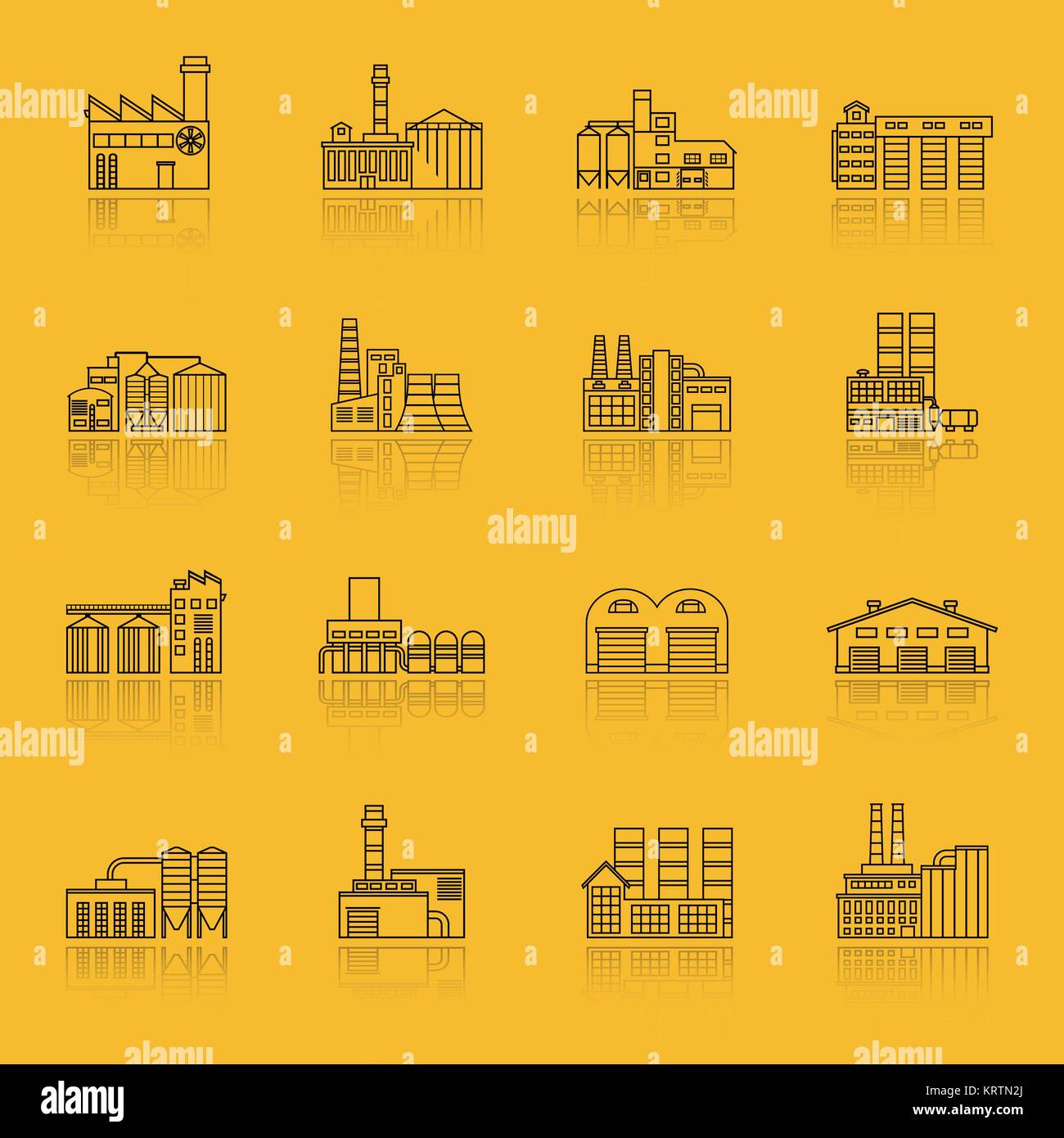 Building Factory Outline Vector Icon Set Stock Vector Image & Art - Alamy