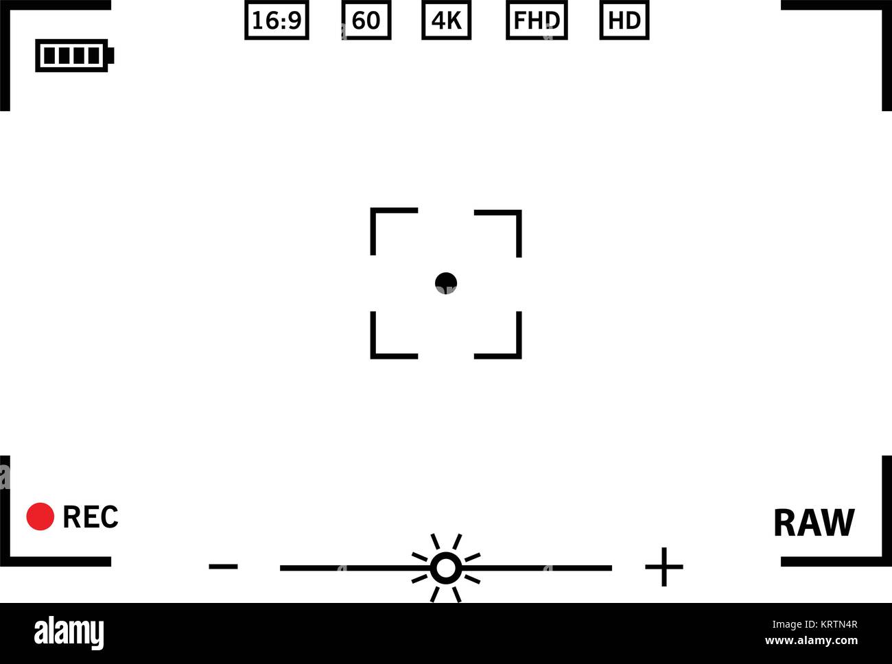 Modern digital video camera focusing screen isolated on white ...