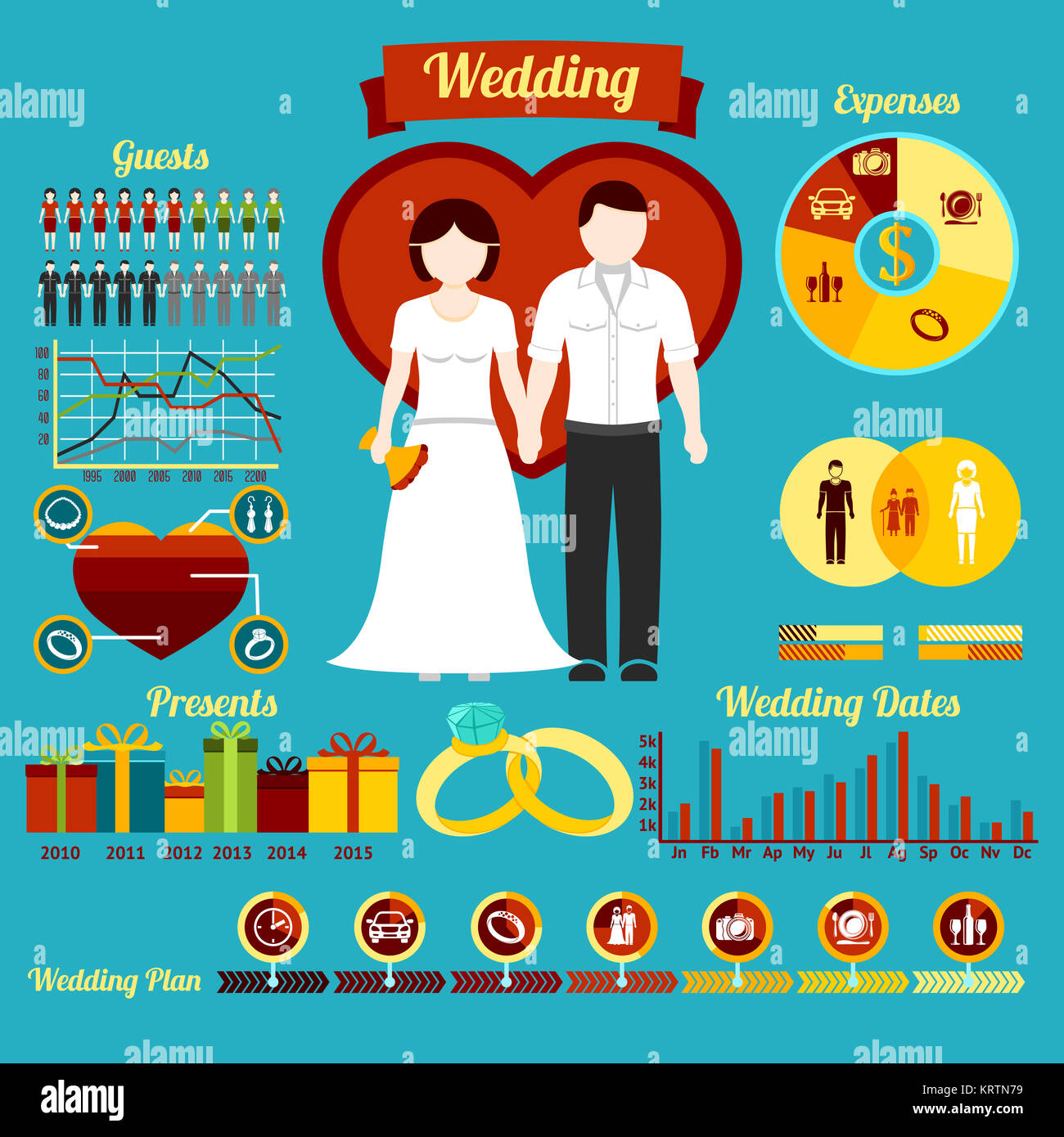 wedding vector set with graphic elements Stock Photo - Alamy