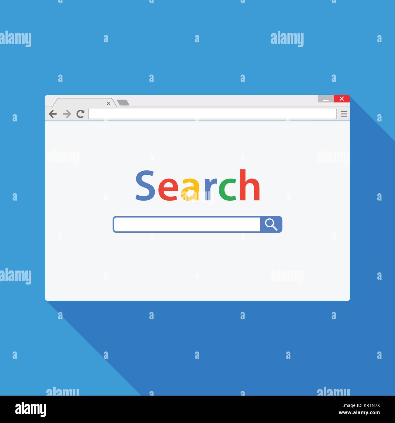 Browser window vector illustration. Browser or web browser in flat style with long shadow ...