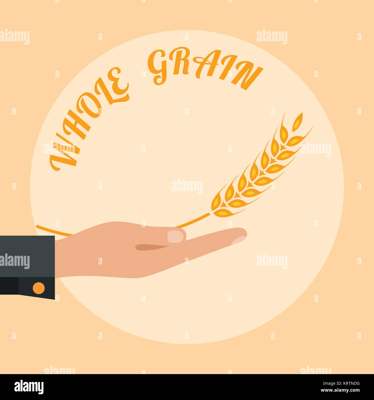 Open palm with wheat. Whole grain logo design. Vector illustration ...