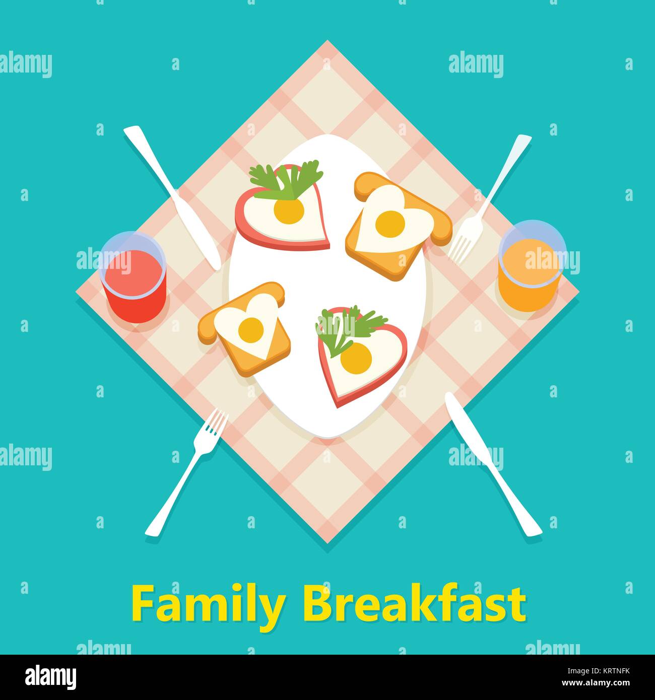 Vector family breakfast concept with food and drinks Stock Vector Image ...