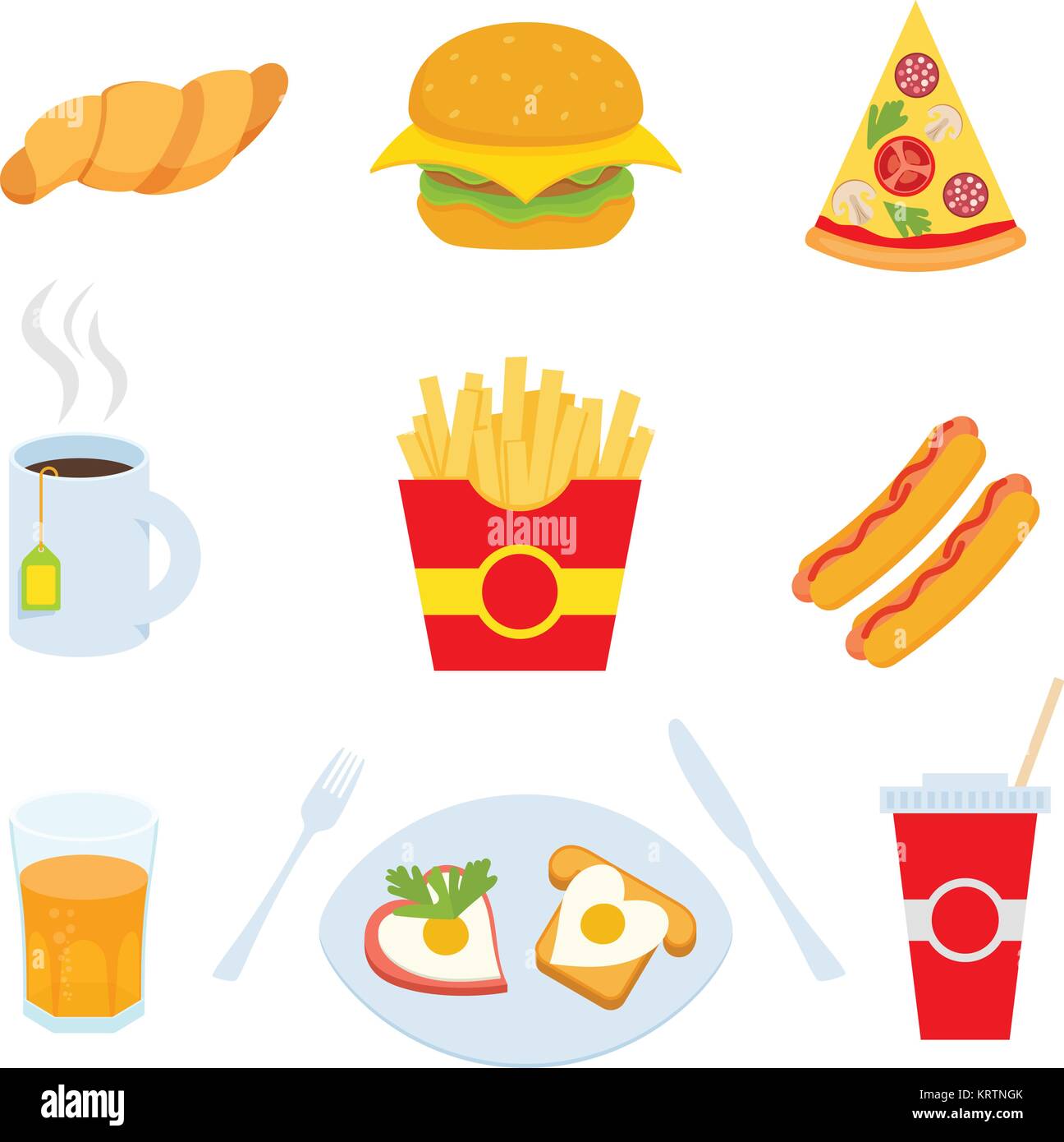 Colorful Fast food vector isolated on white background. Fast food ...
