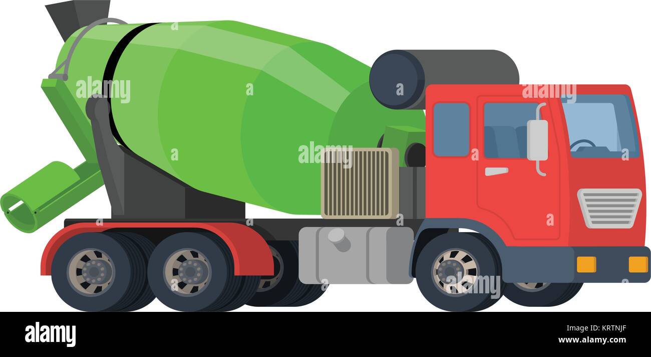 Concrete mixing truck vector. Flat design. Industrial transport ...
