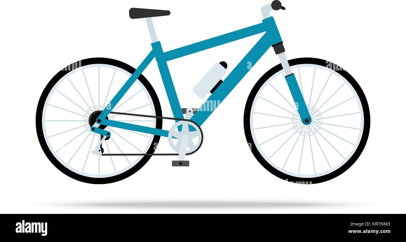 Blue bicycle flat icon. Bike Vector isolated on white background. Flat ...