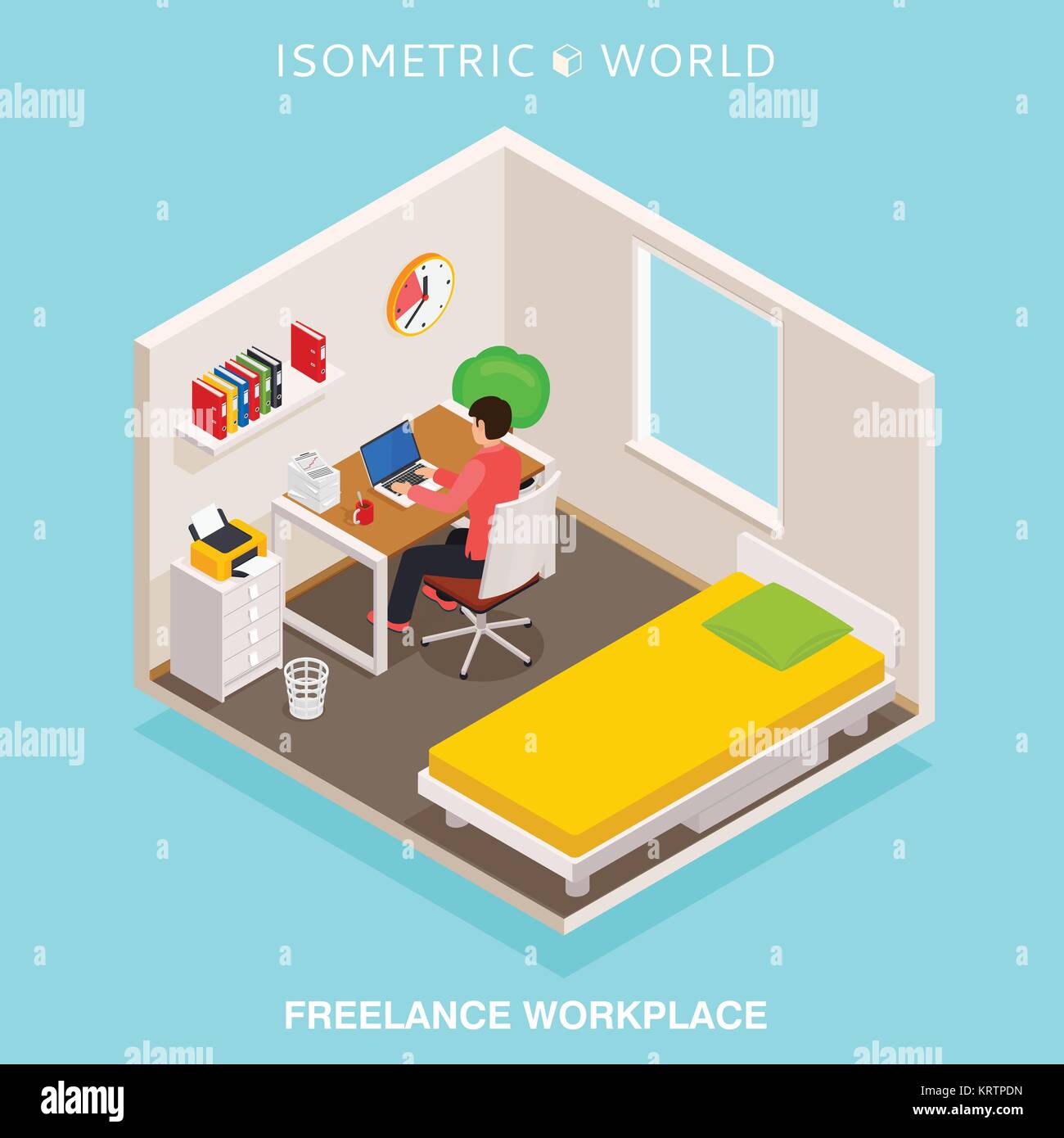 Isometric home office workplace. Concept freelance workspace. Isometric ...