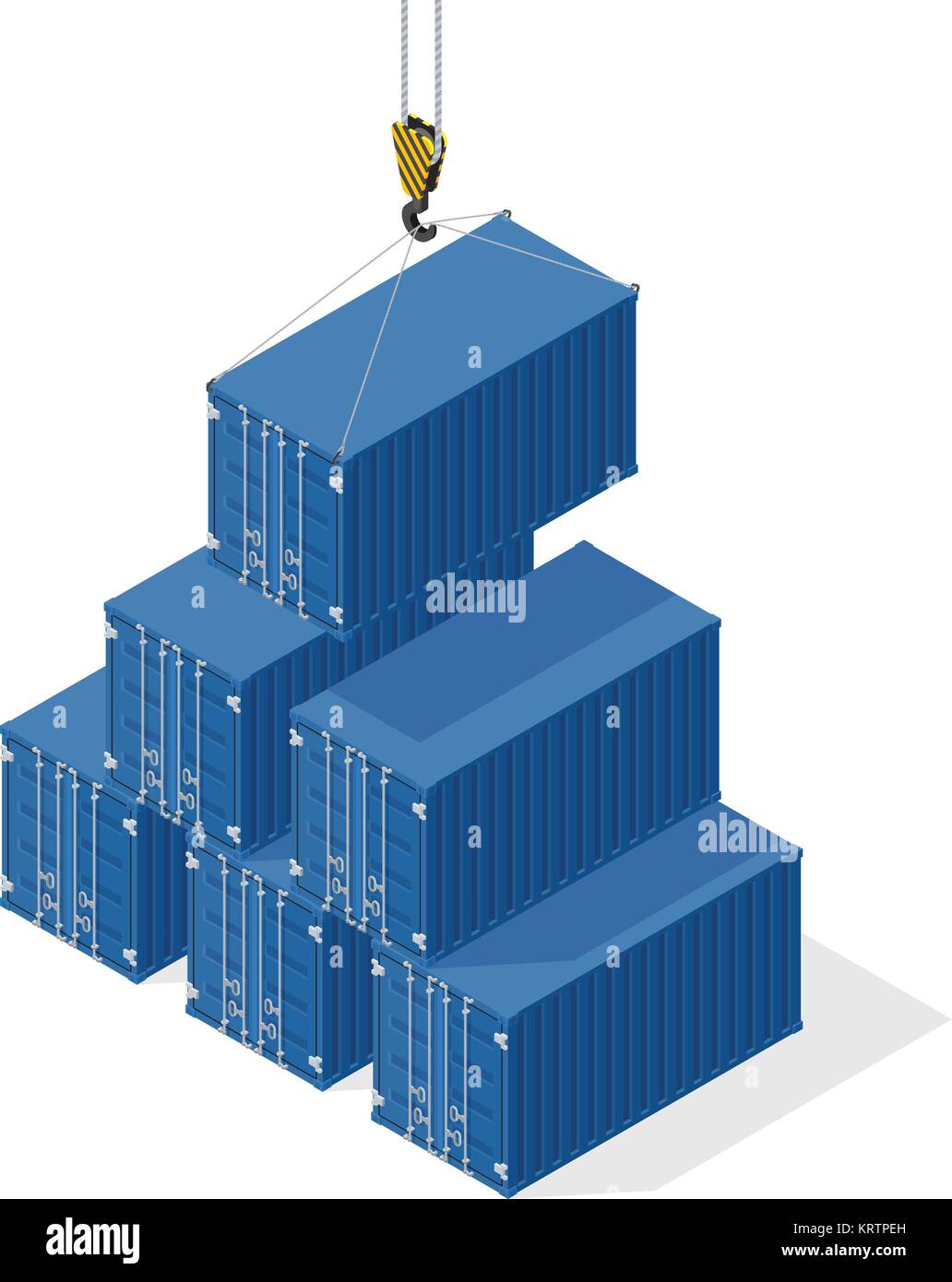 Pyramid of sea containers. The top container lowered the crane ...