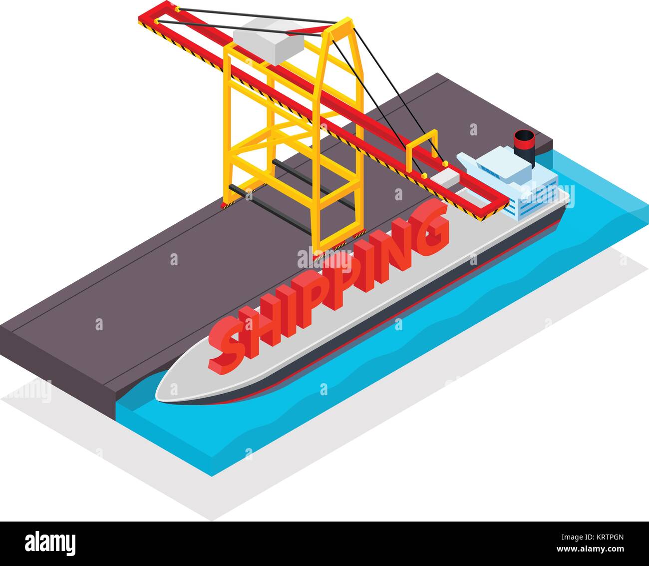 Vector isometric cargo container ship and crane concept with loading ...