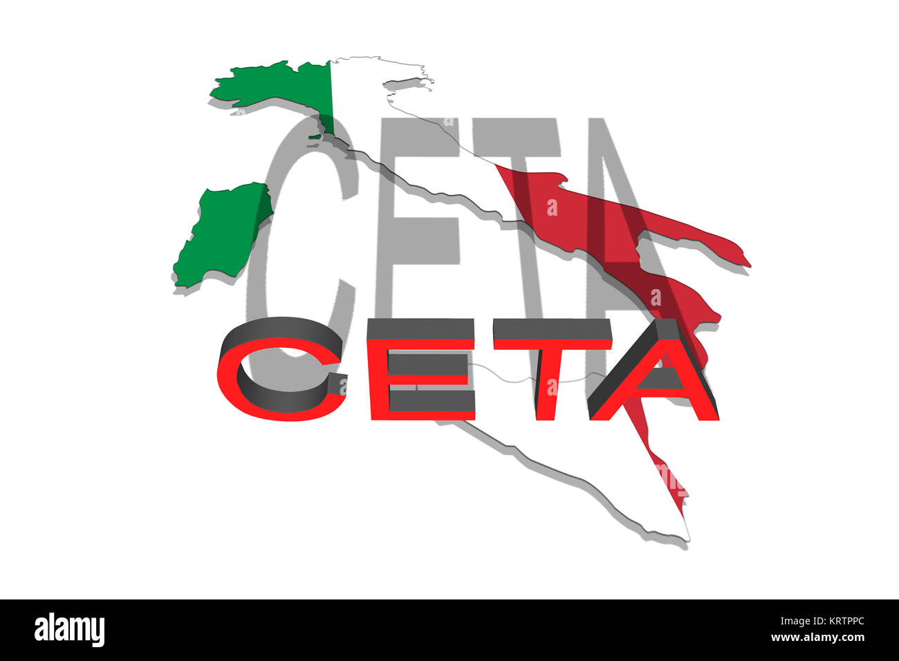 CETA - comprehensive economic and trade agreement on Italy map Stock ...