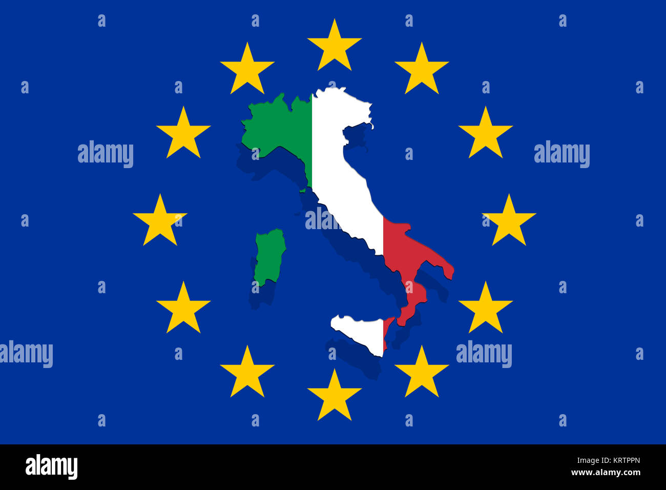 Italy map and flag on Euro Union Background Stock Photo - Alamy