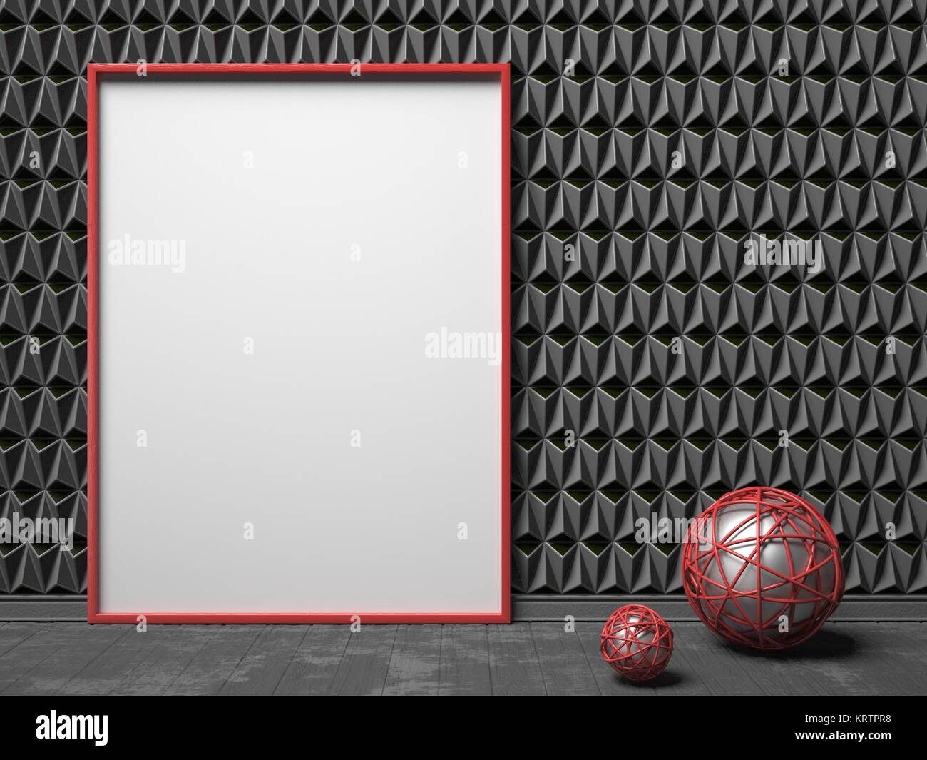 Blank picture frame on black triangulated background. Mock up Stock ...