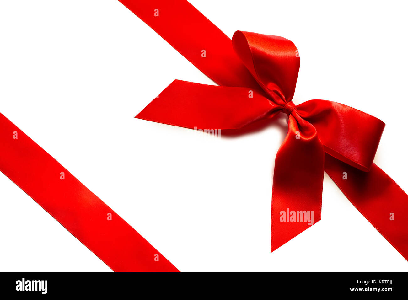 Red satin ribbon and bow isolated on white Stock Photo - Alamy