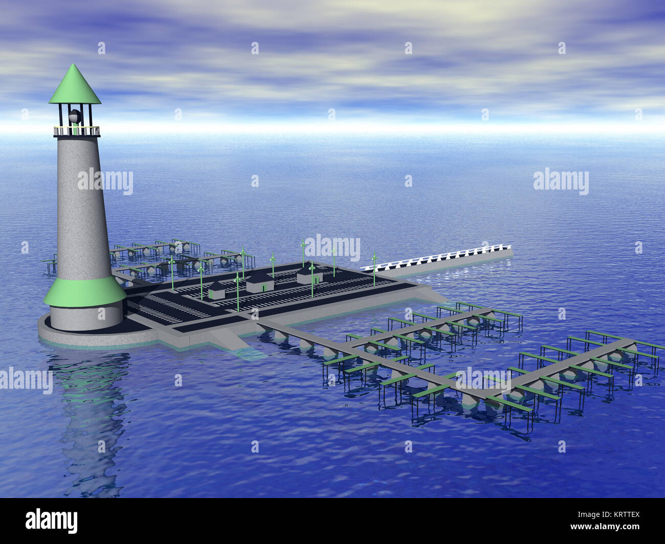 Lighthouse in the sea with jetty Stock Photo - Alamy