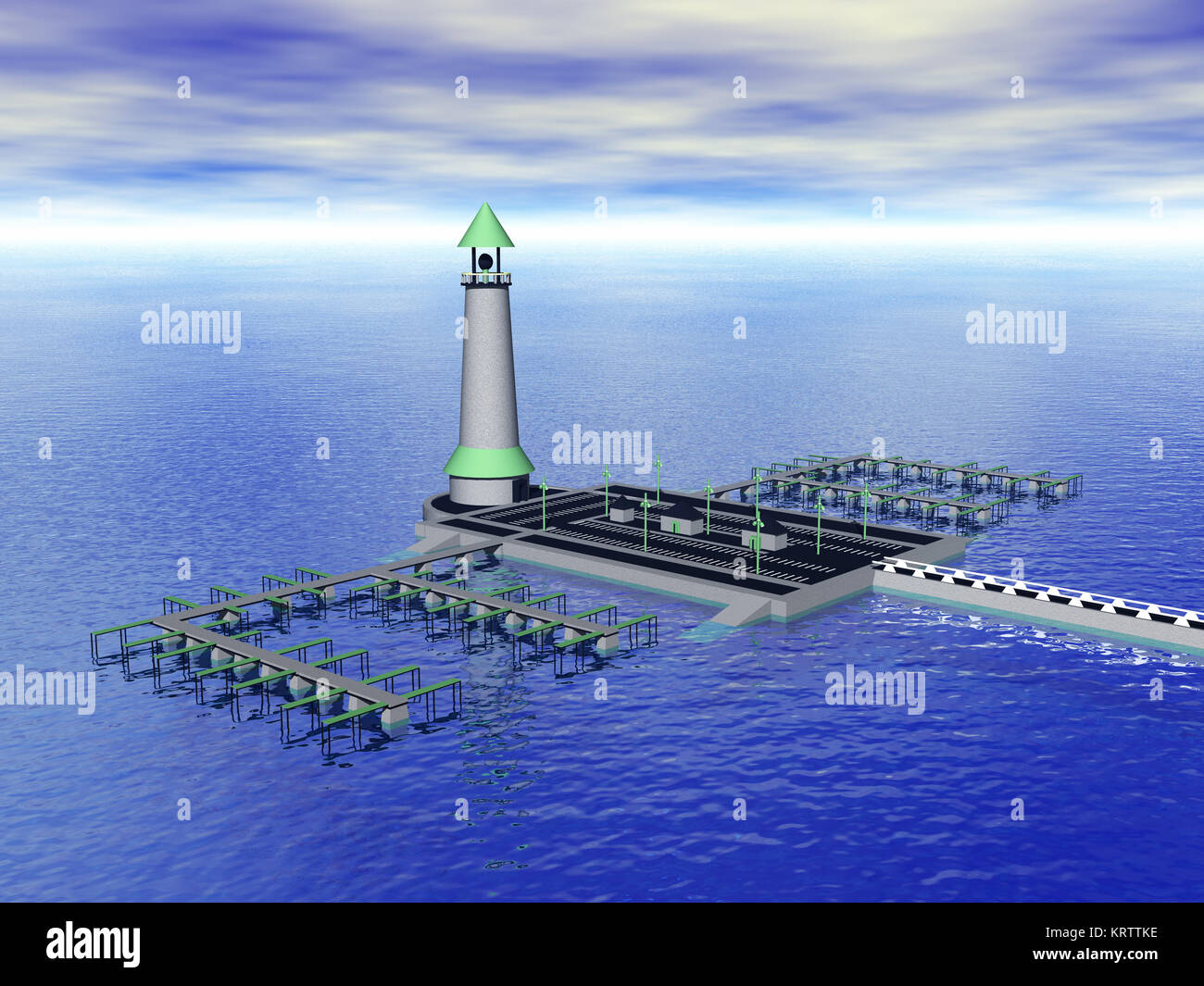 Lighthouse in the sea with jetty Stock Photo - Alamy