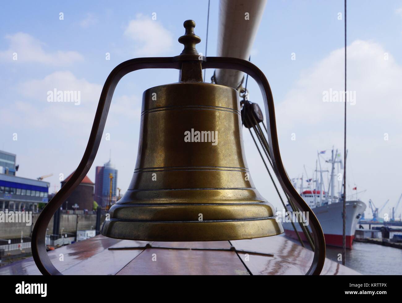 old ship's bell on a sailing ship Stock Photo - Alamy