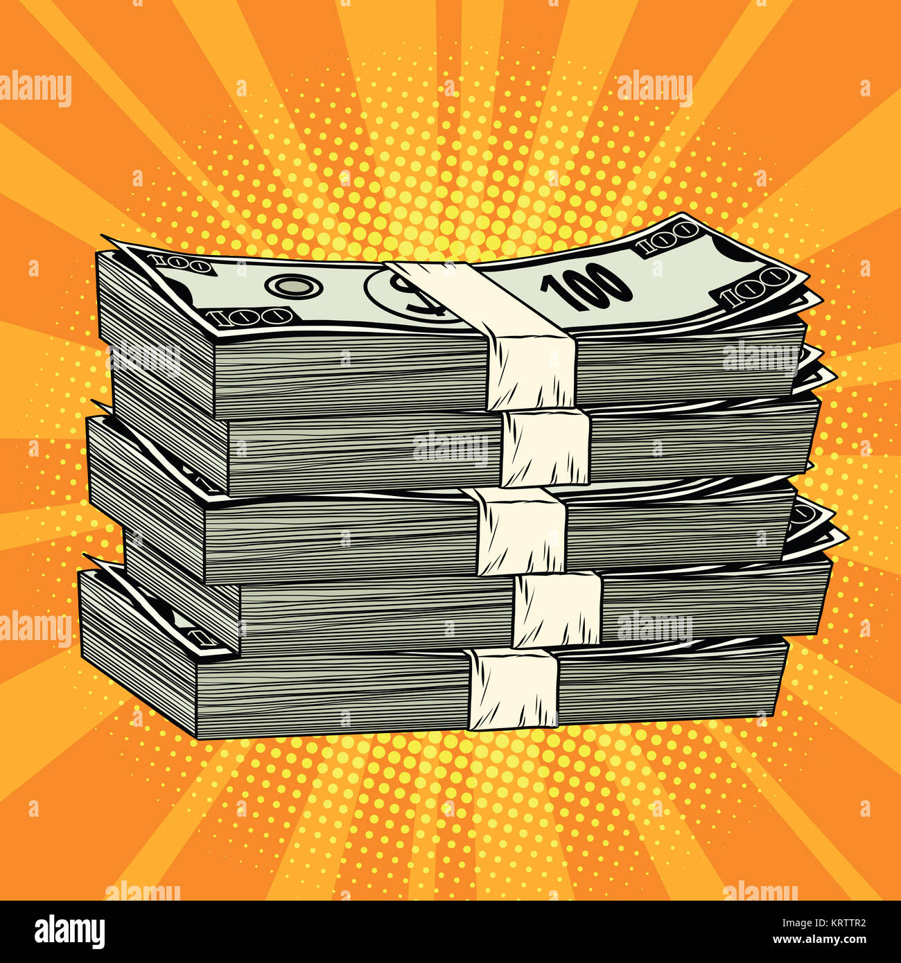 Stack of money dollar pop art retro Stock Photo - Alamy
