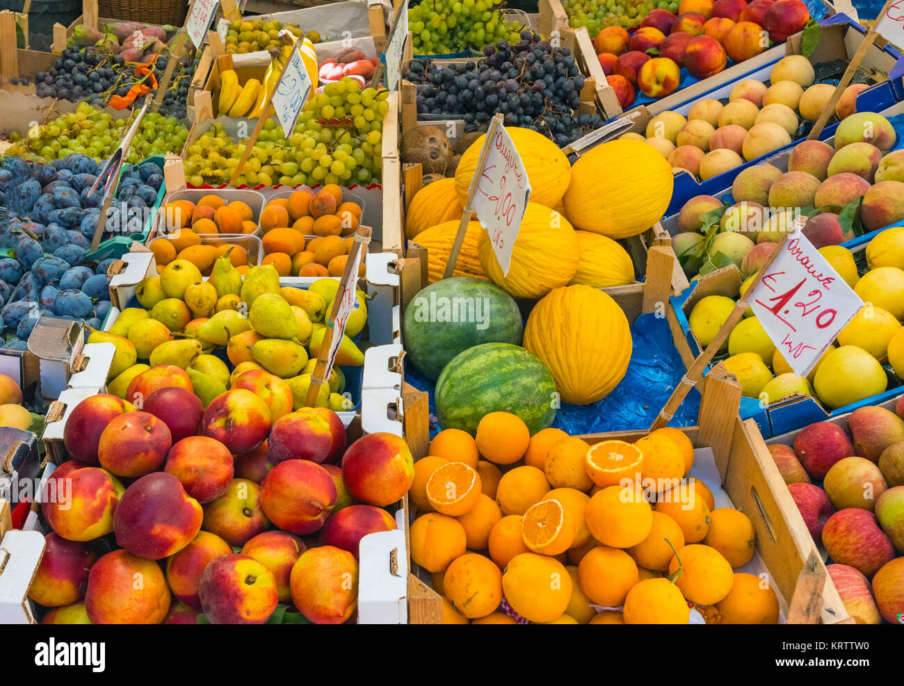 large selection of fruits at a market in palermo,sicily Stock Photo - Alamy