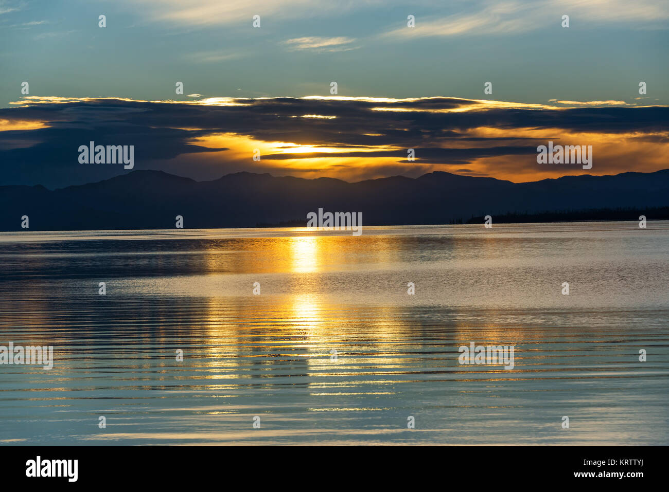 Beautiful Sunrise over Yellowstone Lake Stock Photo - Alamy