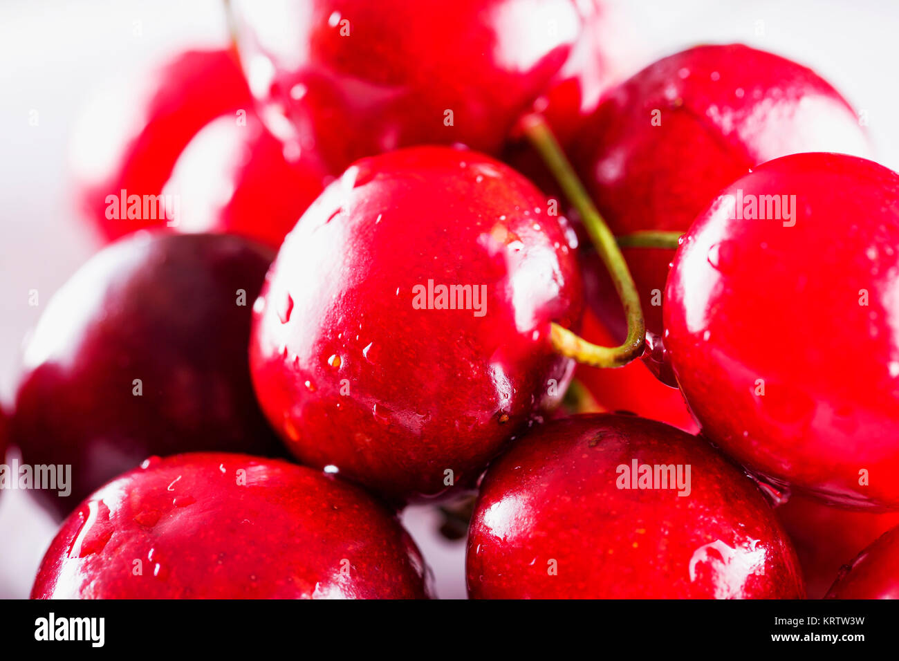 Red cherries in close up Stock Photo - Alamy