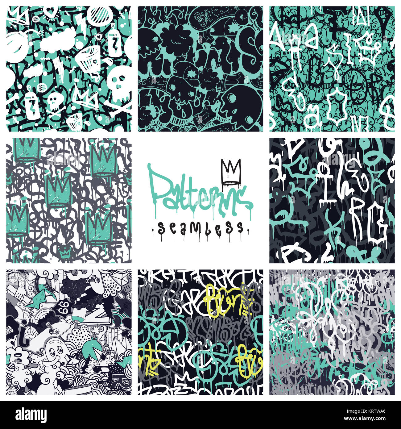 Graffiti seamless patterns set Stock Photo - Alamy
