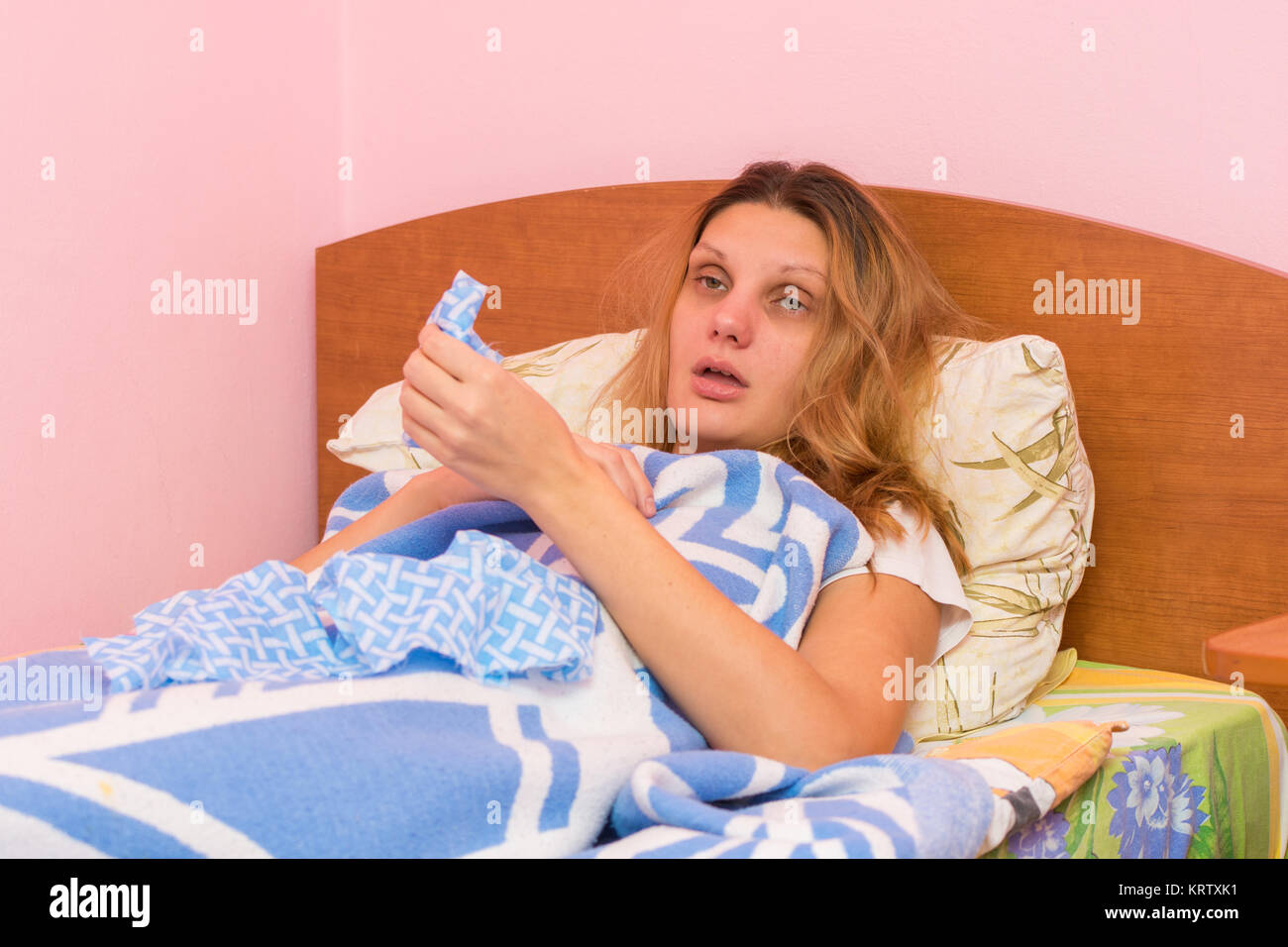 The young girl started a bad cold Stock Photo - Alamy