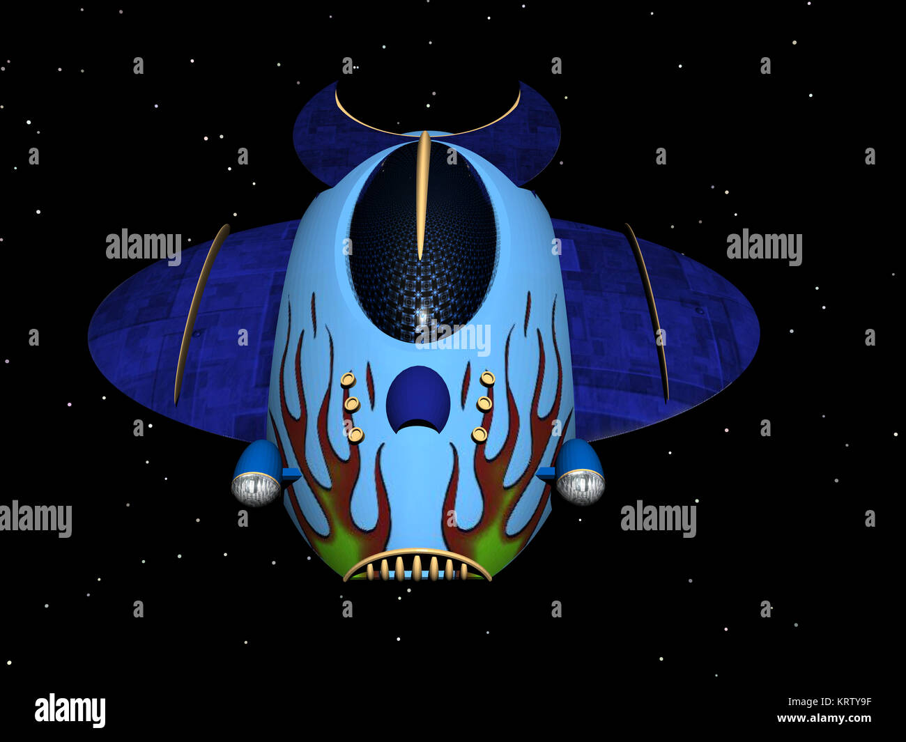 cartoon spaceship in space Stock Photo - Alamy