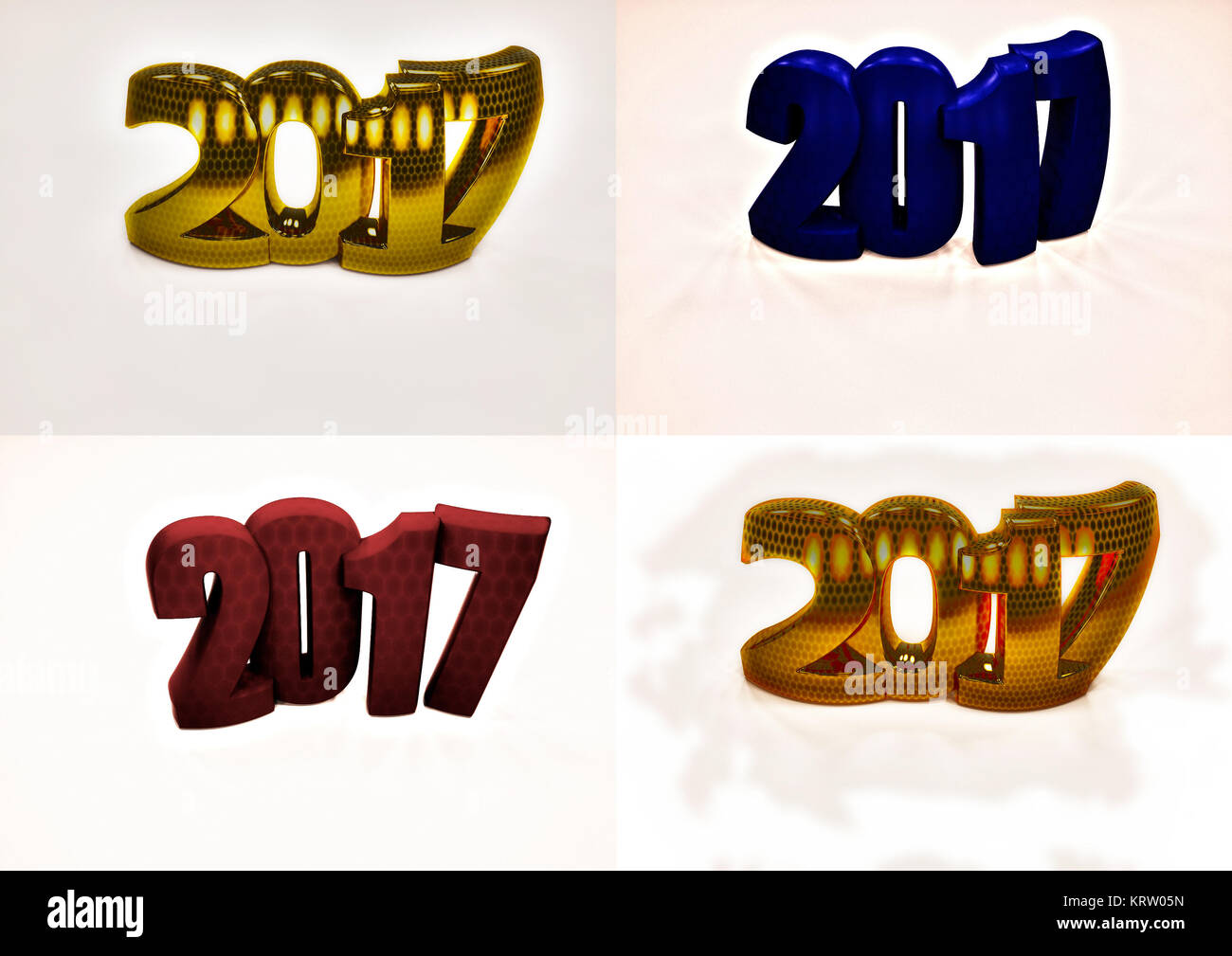Set of pictures new year 2017 backgrounds. 3D render Stock Photo - Alamy