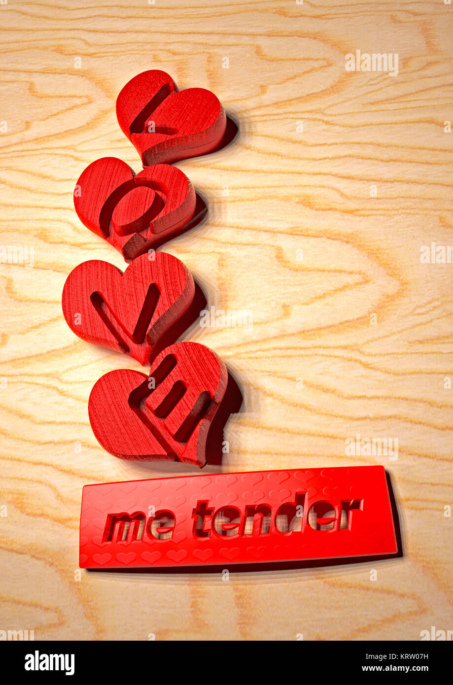 Love me tender. Composition for a card. 3D illustration Stock Photo - Alamy
