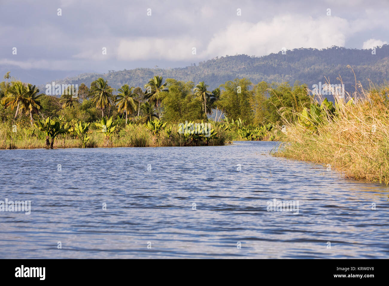 Madagascar traditional river landscape Stock Photo - Alamy