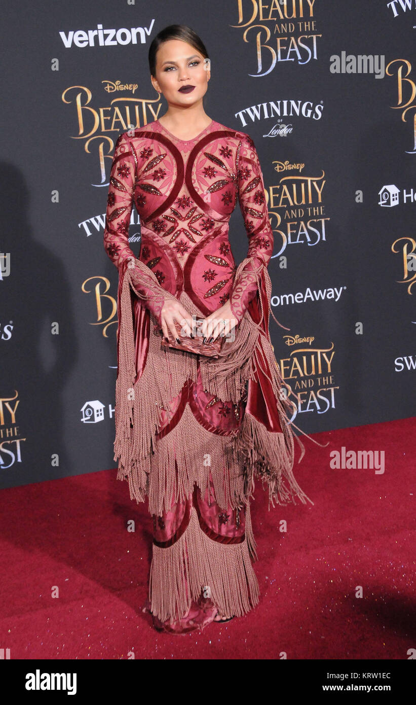 HOLLYWOOD, CA - MARCH 2: Model Chrissy Teigen attends Disney's "Beauty ...