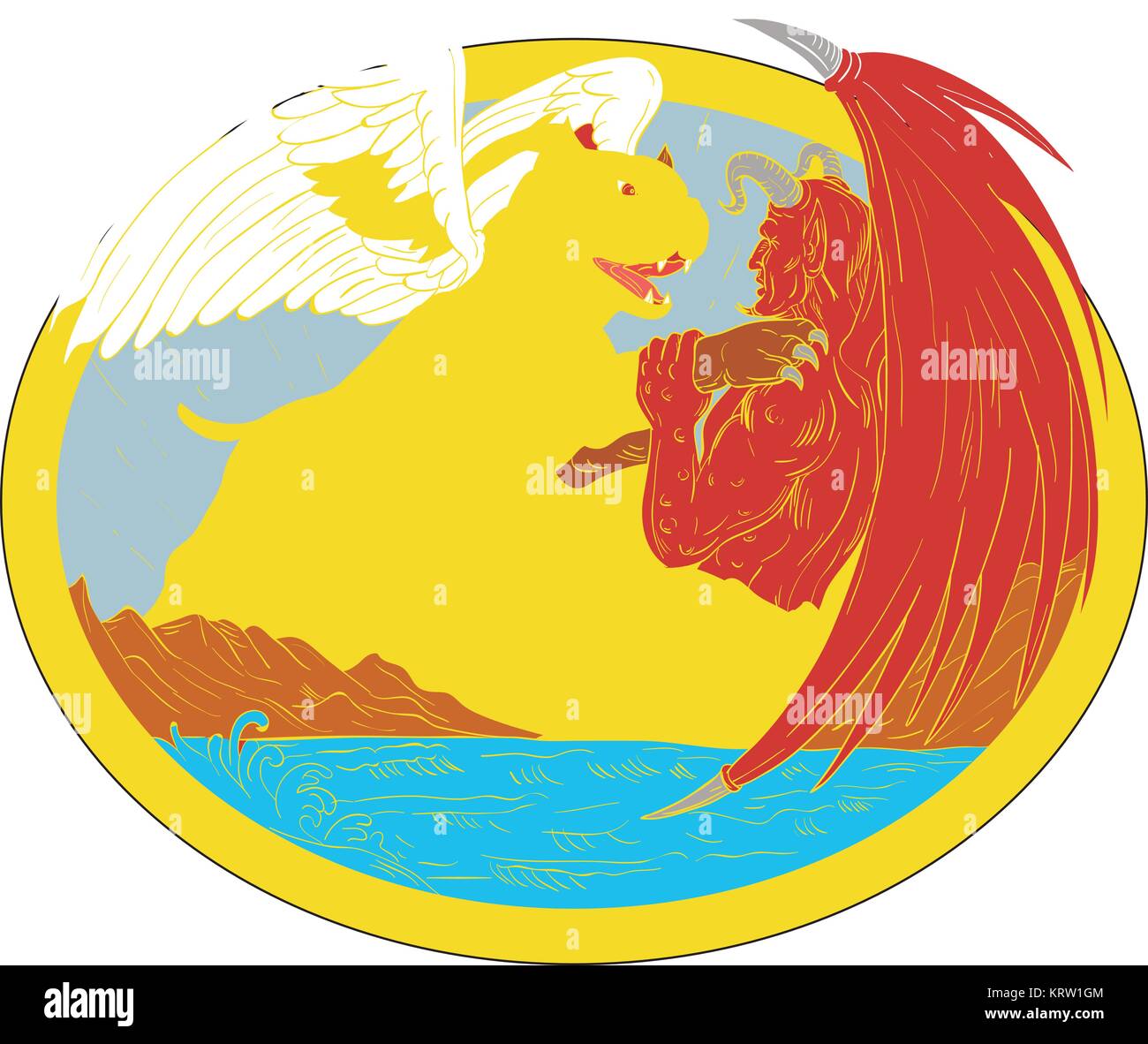 Drawing sketch style illustration of an american bully dog with angel ...
