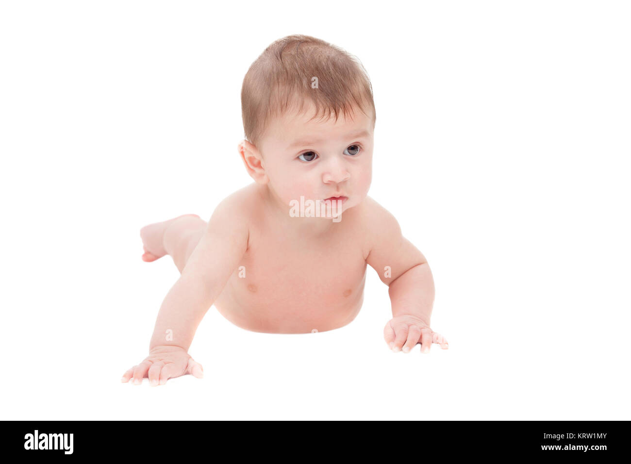 Cute baby lying isolated Stock Photo - Alamy