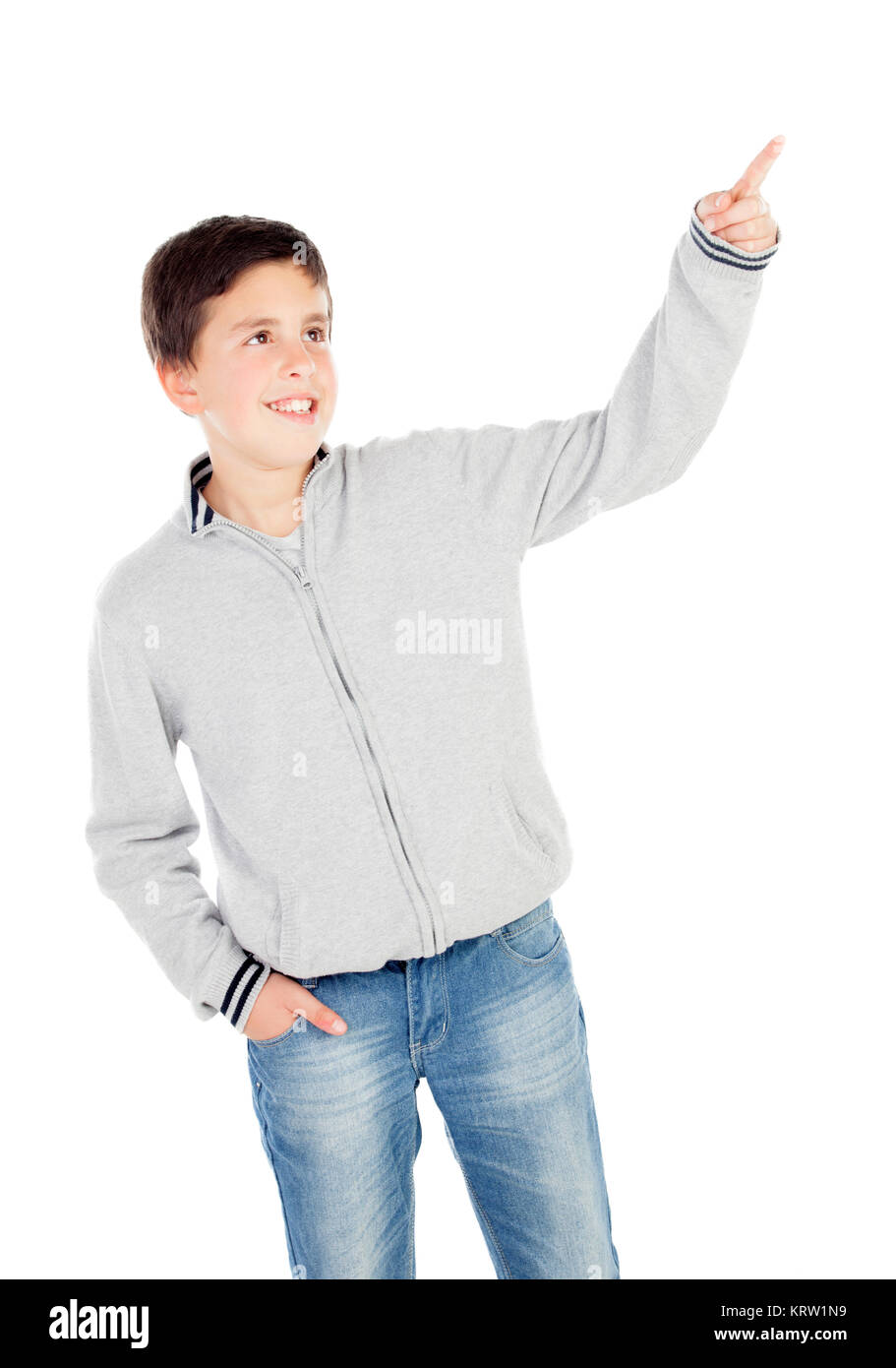 Smiling teenage boy of thirteen isolated on white background Stock ...
