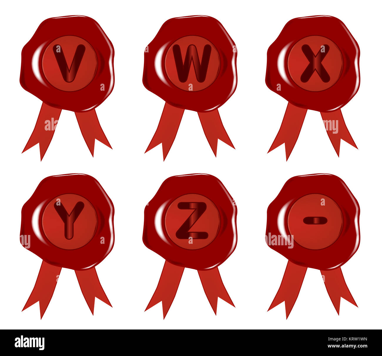 Wax Letter Stamps V to Z Stock Photo - Alamy