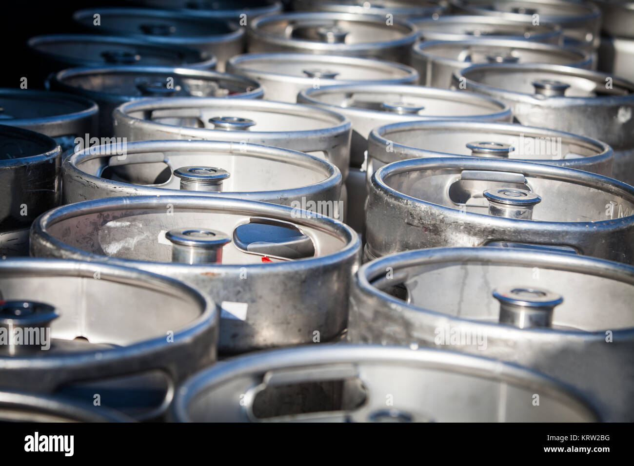 Stack of aluminium beer barrels hi-res stock photography and images - Alamy