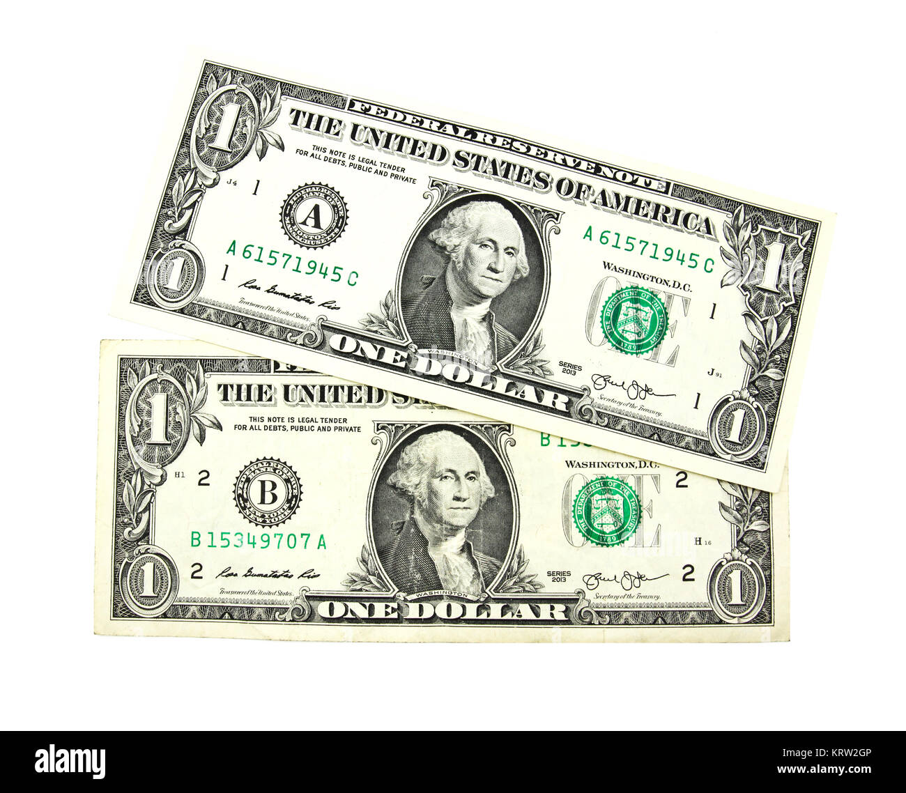 Close up of one dollar isolate on white background Stock Photo - Alamy