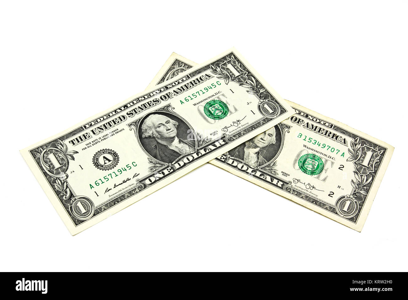 Close up of one dollar isolate on white background Stock Photo - Alamy