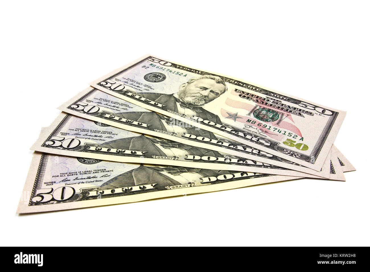 Close up of fifty dollar isolate on white background Stock Photo - Alamy