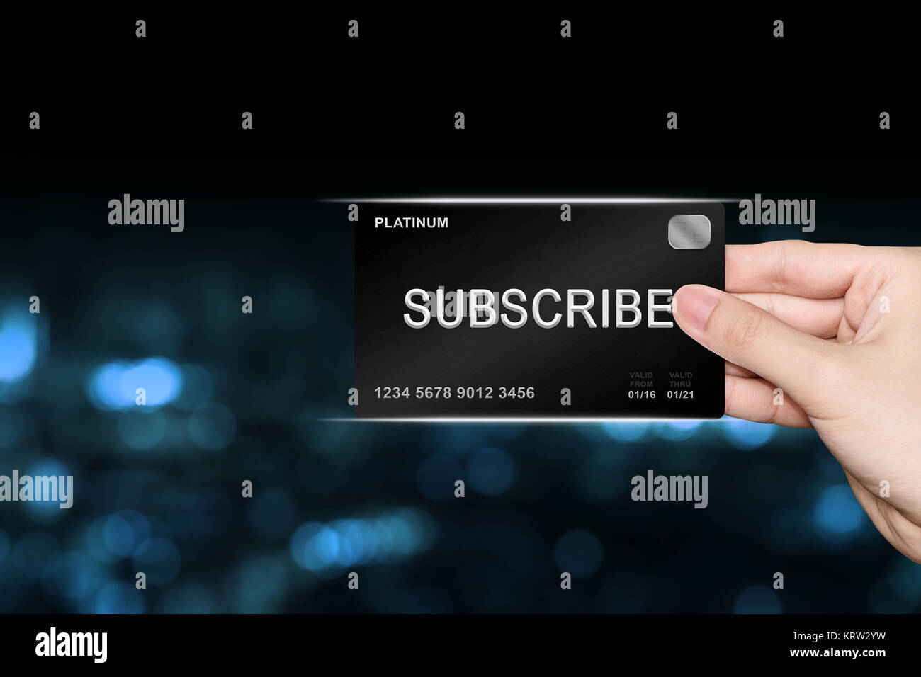hand picking subscribe platinum card Stock Photo - Alamy