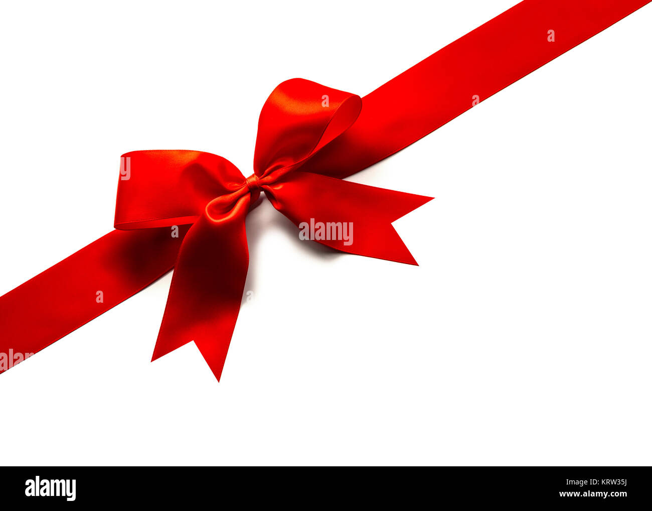 Red ribbon and bow isolated on white Stock Photo - Alamy