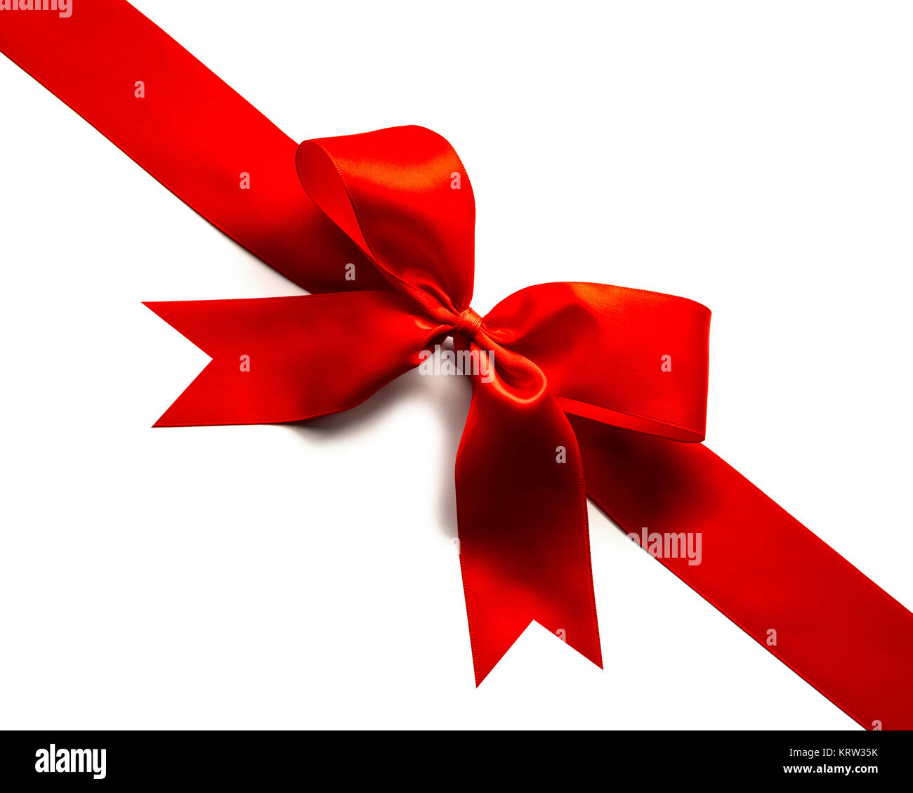 Red ribbon and bow isolated on white Stock Photo - Alamy