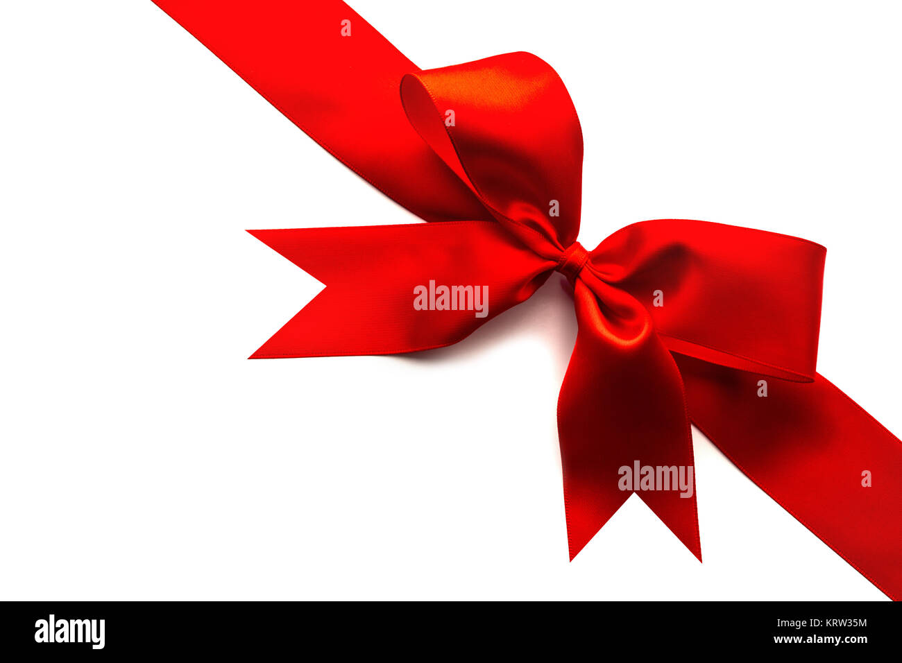 Red ribbon and bow isolated on white Stock Photo - Alamy