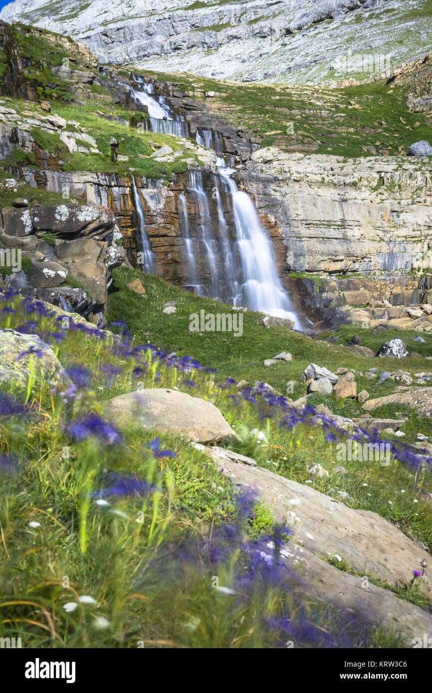 waterfall cotatuero under de monte perdido ordesa valley at aragon ...