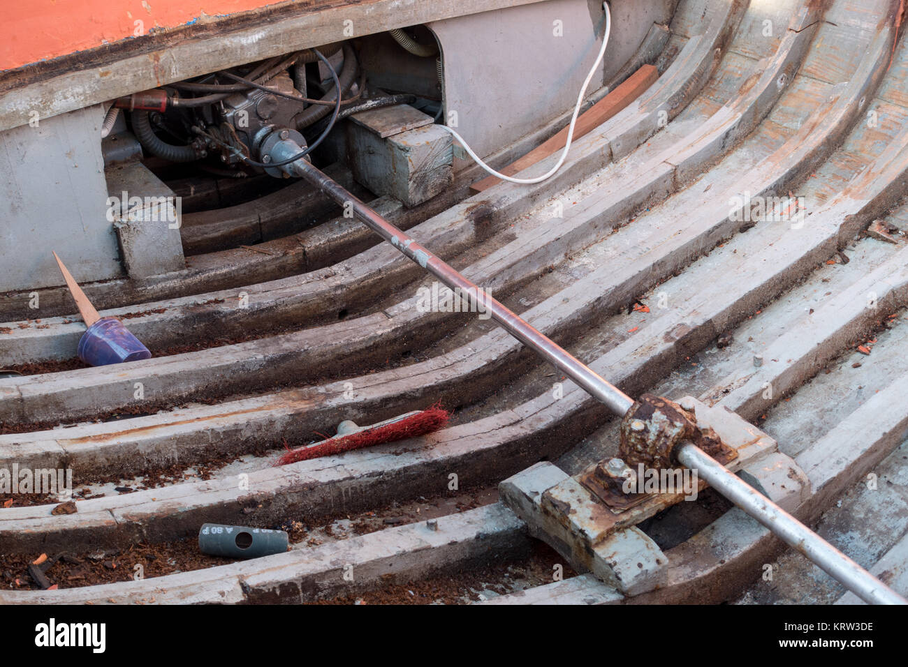 old Goiter in Mergellina, Naples, on the shipyard for restauration work ...